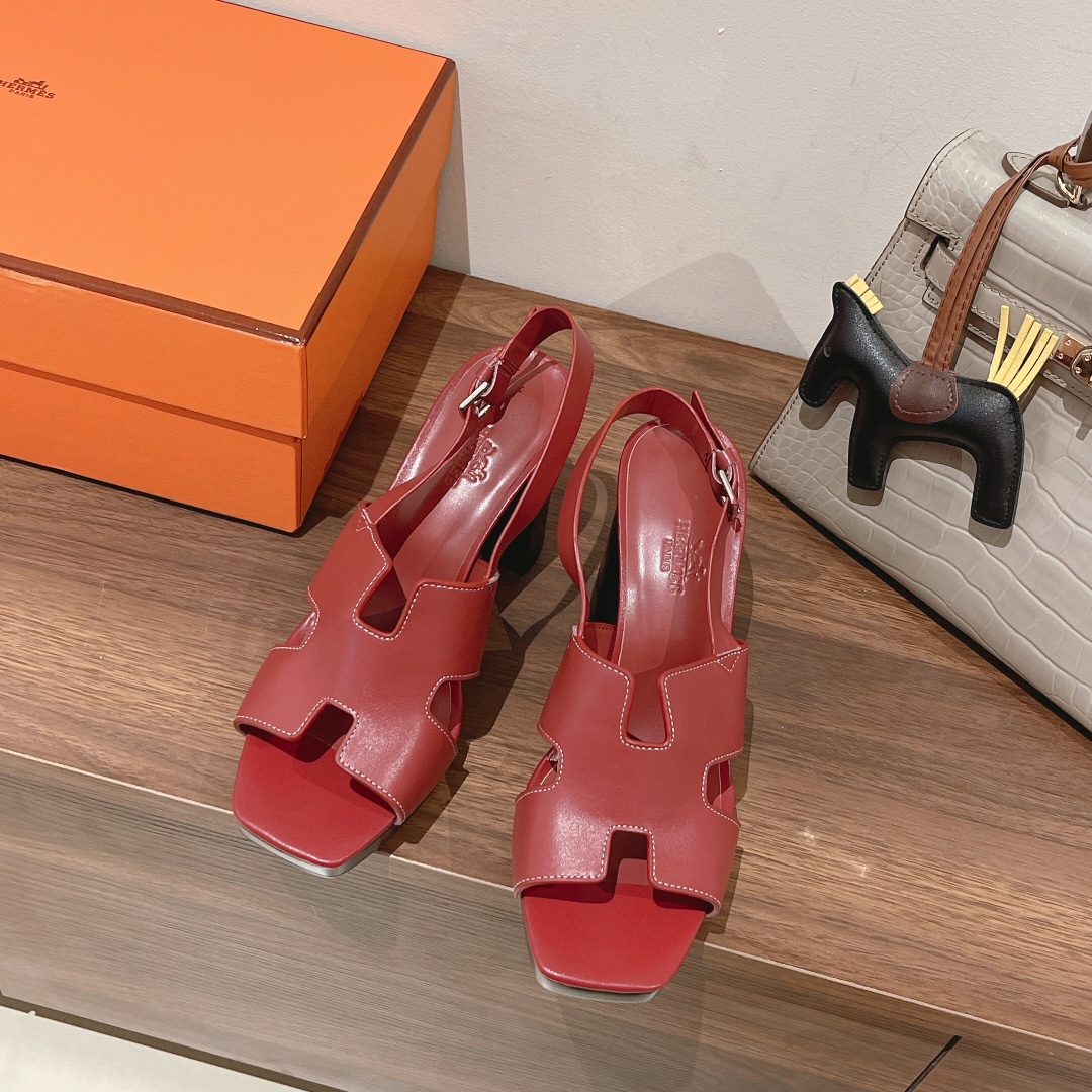 Hermes Eris 90 Sandal Burgundy For Women - CENBAGS