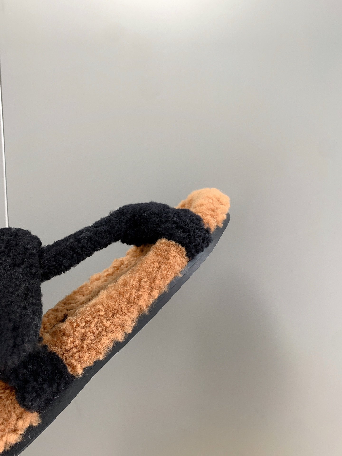 Fendi First Shearling Sandal Black For Women - CENBAGS